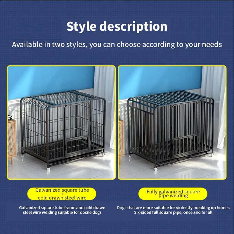 Big Dog Cage Bold Metal Indoor Pet Cage Large Free Space with 4 Wheels ...