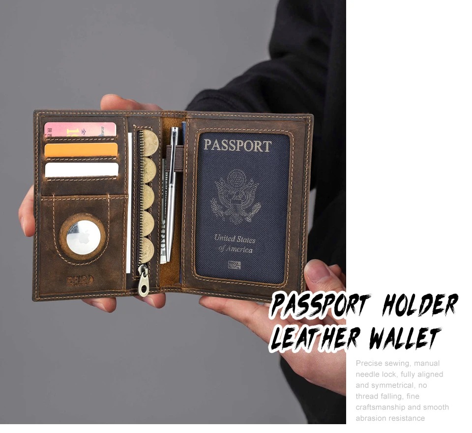 CONTACT'S Genuine Leather Passport Wallets for Men Card Holders Coin ...