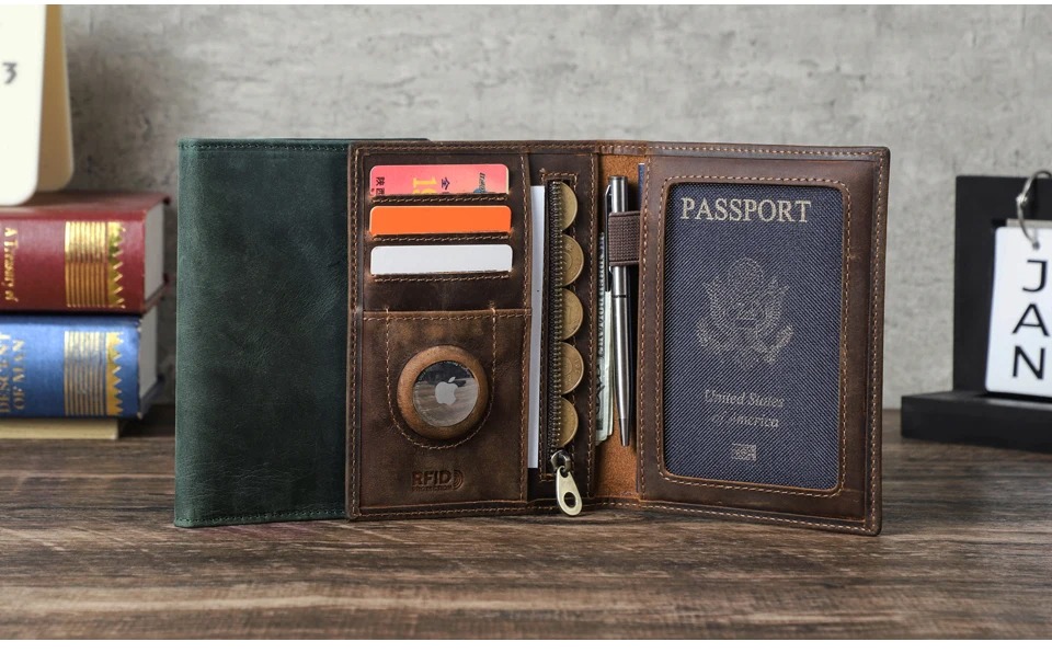 CONTACT'S Genuine Leather Passport Wallets for Men Card Holders Coin ...