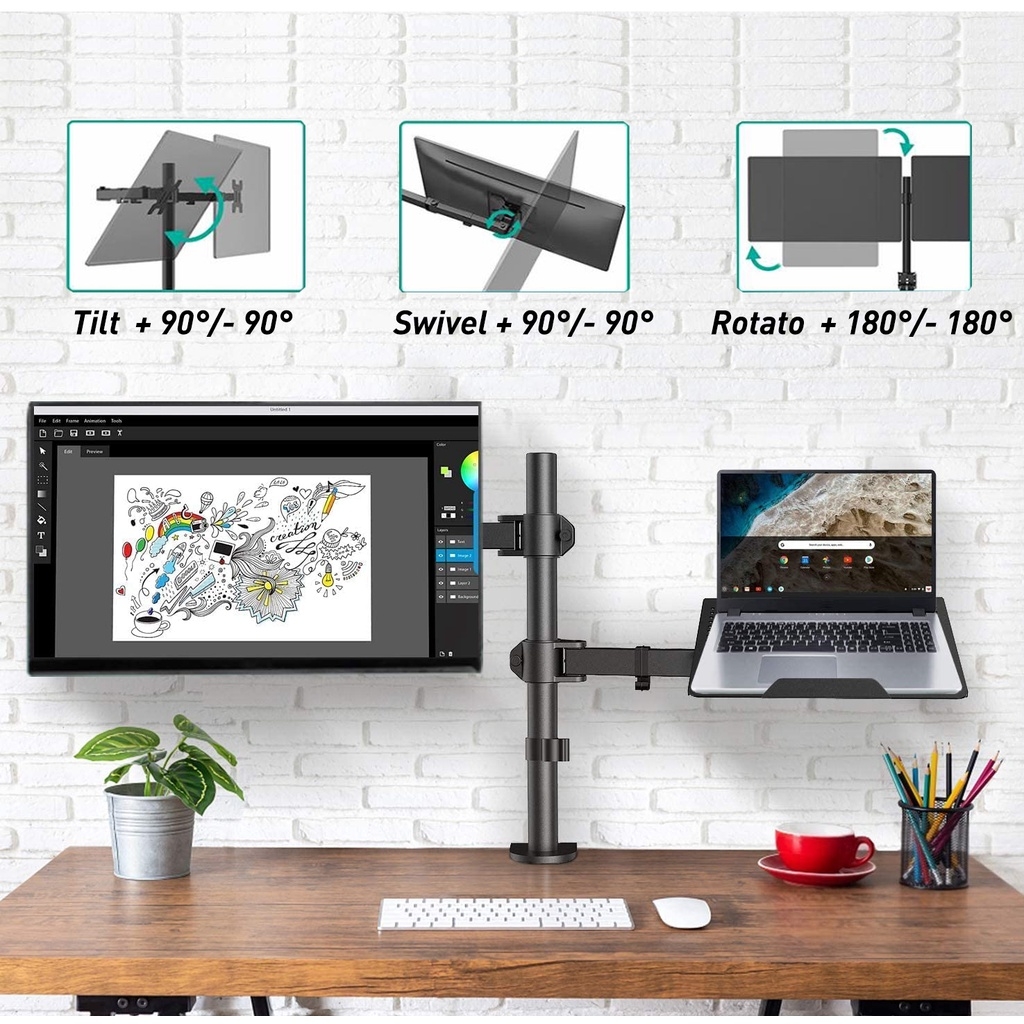 Monitor stand Arm Dual Double Laptop Monitor Arm 10 - 32 inch TV Mount ...