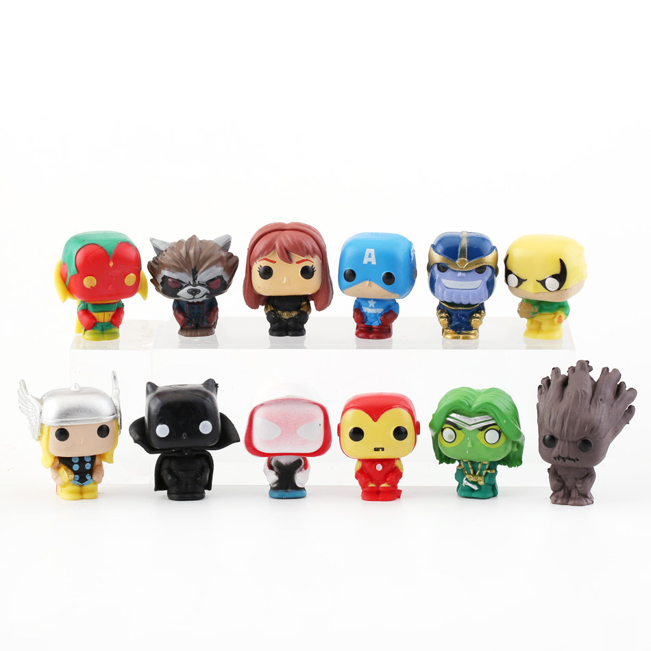 24Pcs/Set Marvel Q Version Figure Avengers Anime SuperHero Iron Man ...
