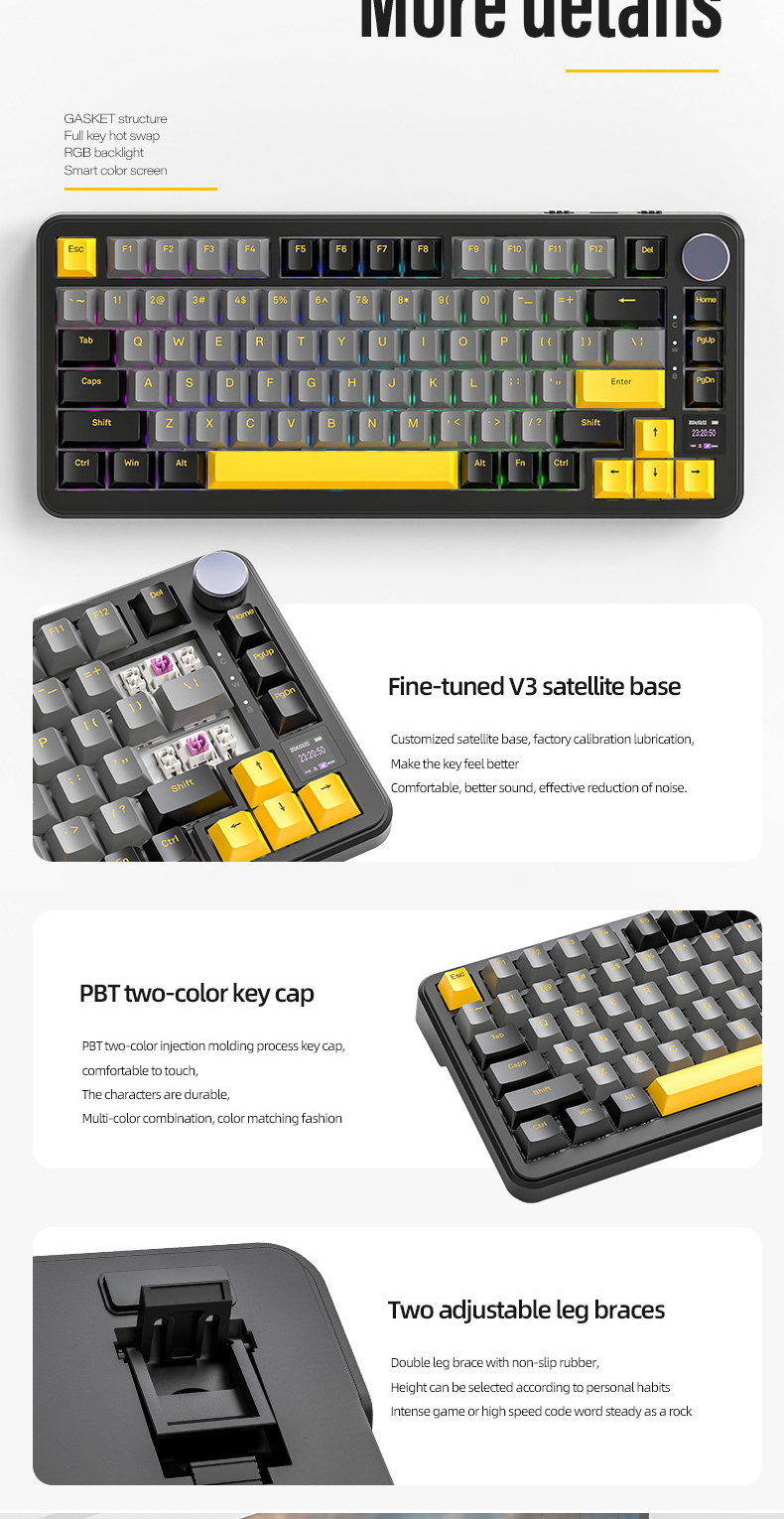 Attack Shark X85/X85PRO 3 Mode 2.4G/USB/Bluetooth Wireless Keyboard ...