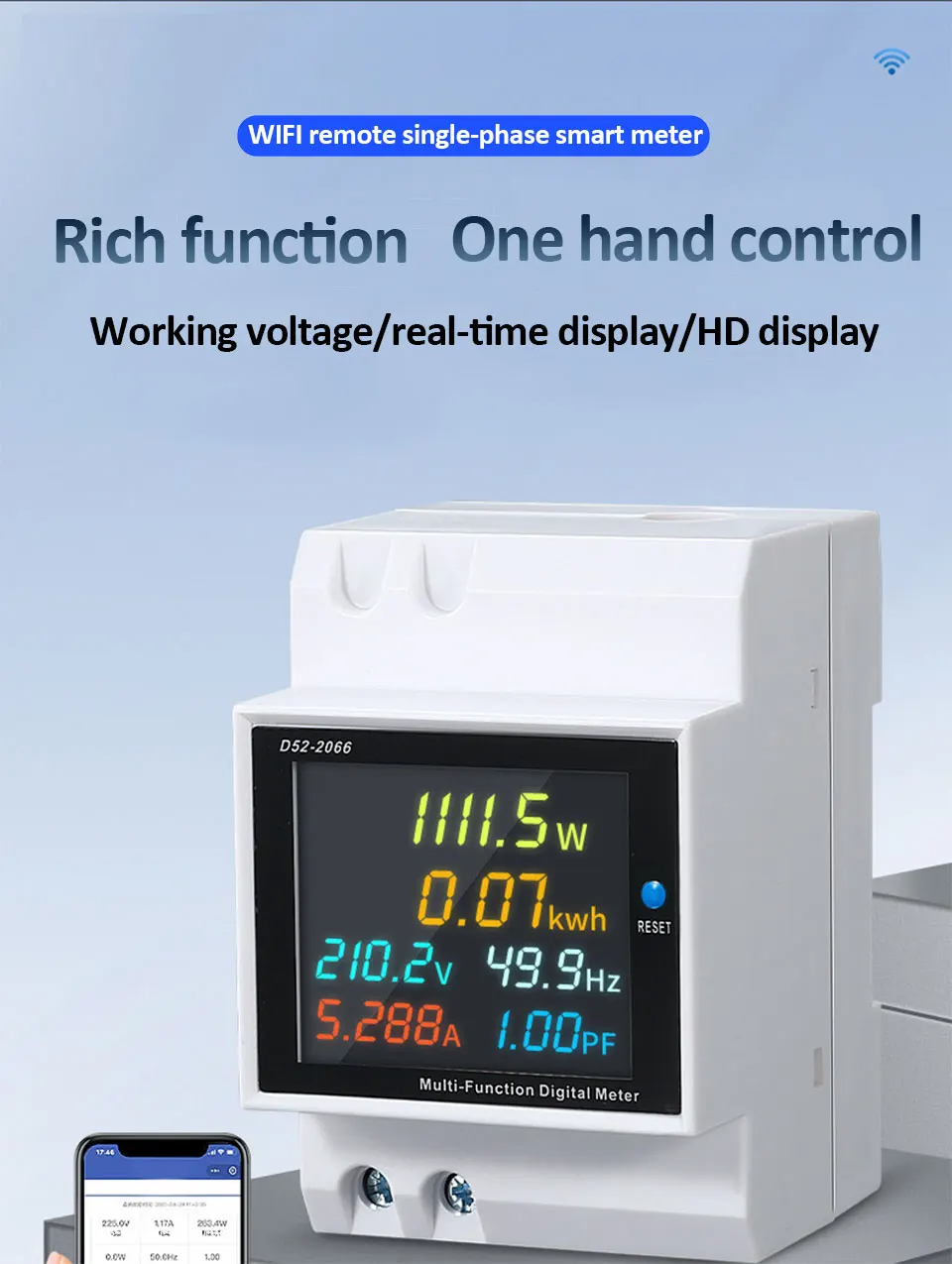 6 IN 1 AC Monitor KWH Electric Energy Frequency Meter 110V 220V 380V ...