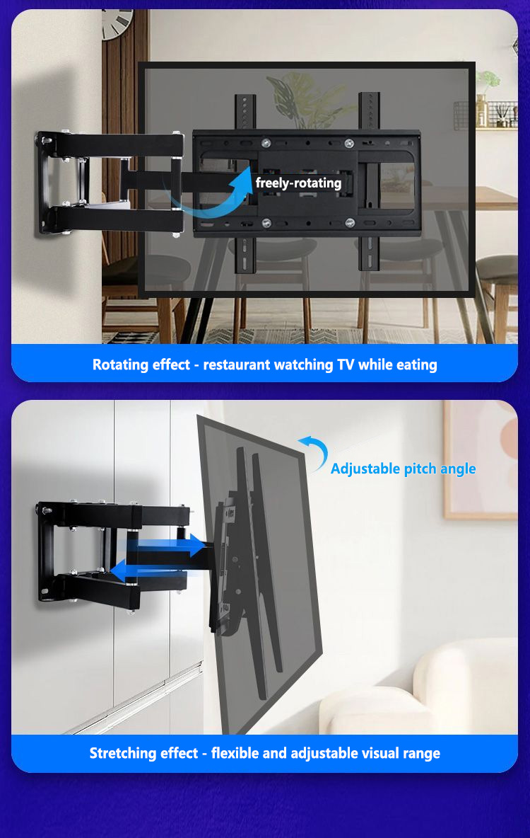 Heavy Duty 26"~80" Full Motion Dual Arm Swivel Tilt TV Wall Mount Bracket Adjustable Heavy Duty ...