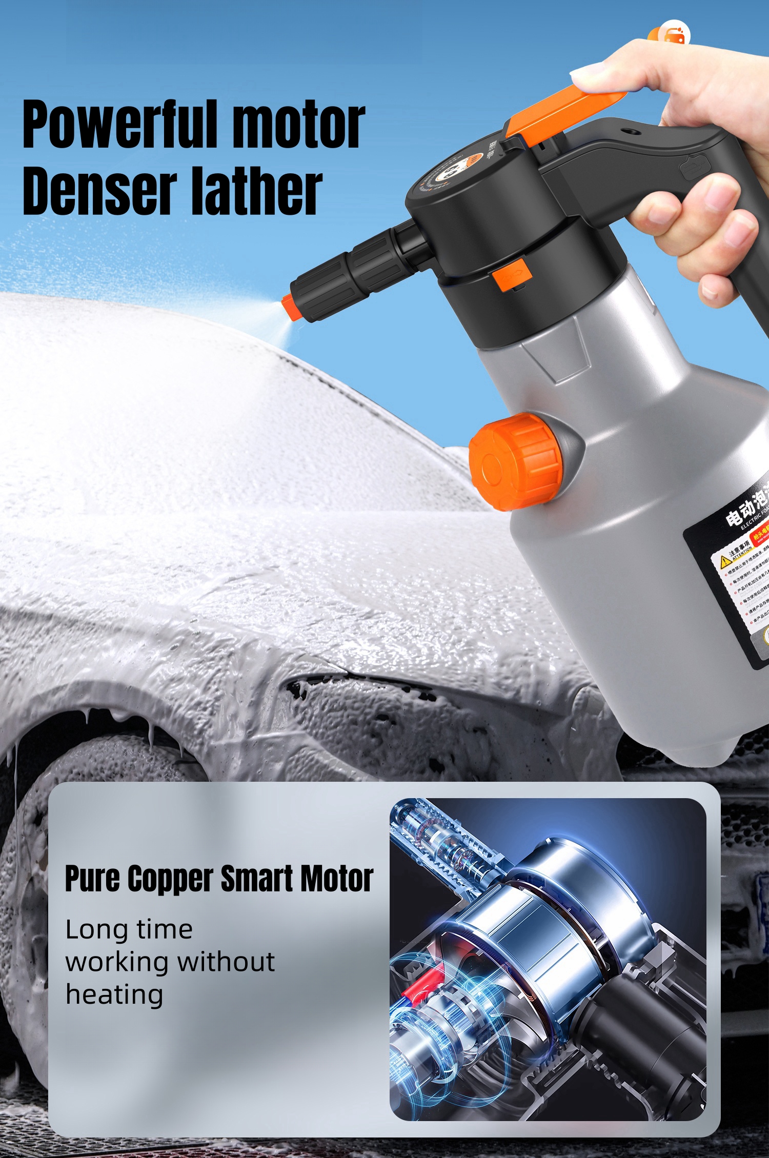 Vediot 2L Car Wash Foam Sprayer Rechargeable Electric Foam Spray Car ...