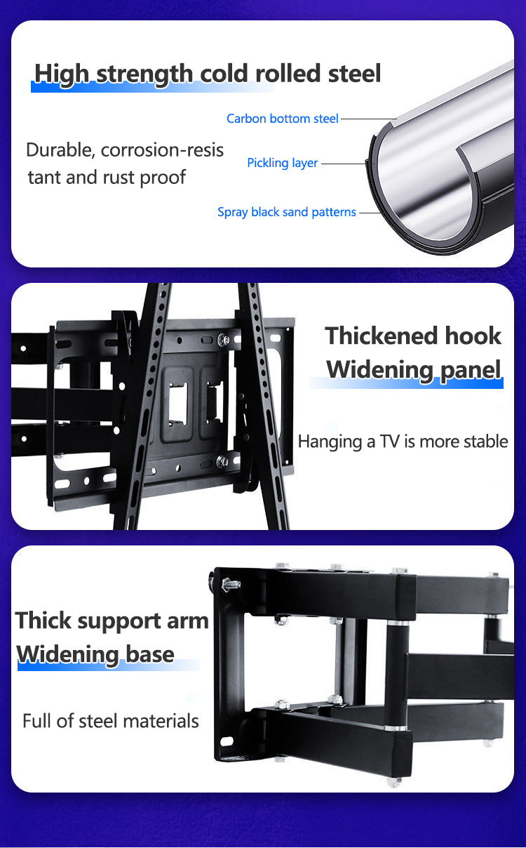 Heavy Duty 26"~80" Full Motion Dual Arm Swivel Tilt TV Wall Mount Bracket Adjustable Heavy Duty ...