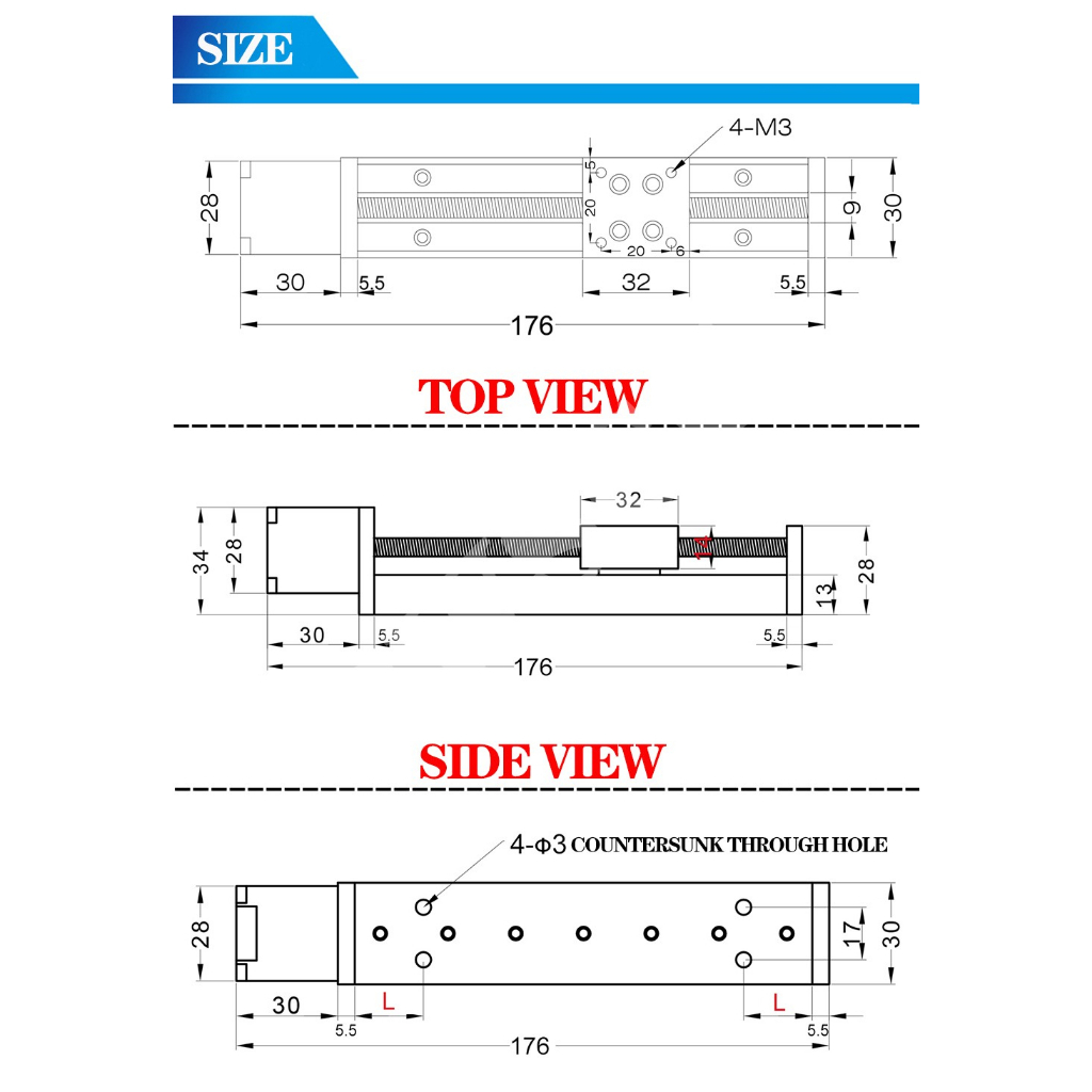 Miniature precision 28 linear stepper motor guide rail slide table T ...
