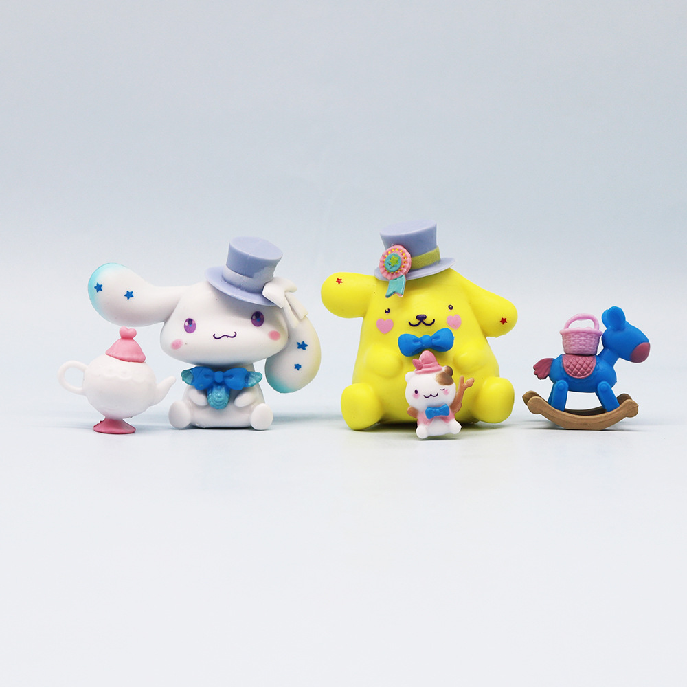 6Pcs/Set Anime My Melody Figure Dream Castle Kuromi Pom Pom Purin ...
