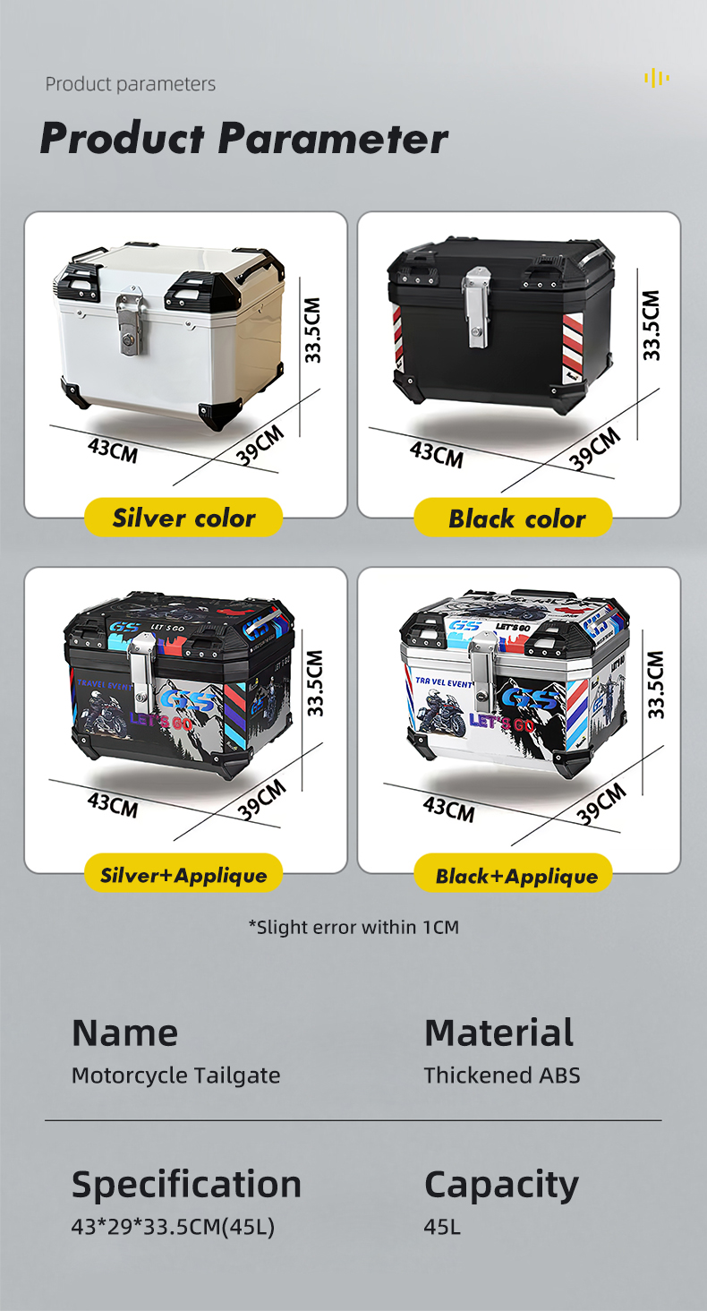 🔥TANKER ABS TOP BOX🔥38L 45L Top Box Motorcycle Aluminium Top Box 45L ...