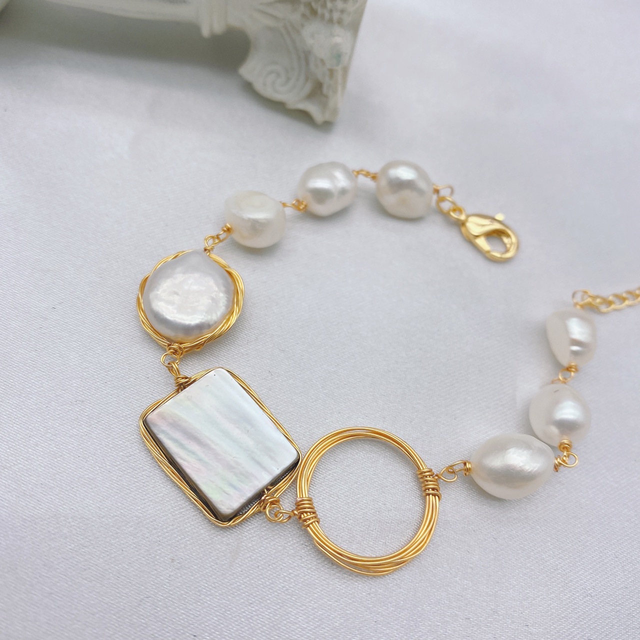 Natural Shell Pearl Bracelet Baroque Freshwater Pearl Tassel Bracelet ...