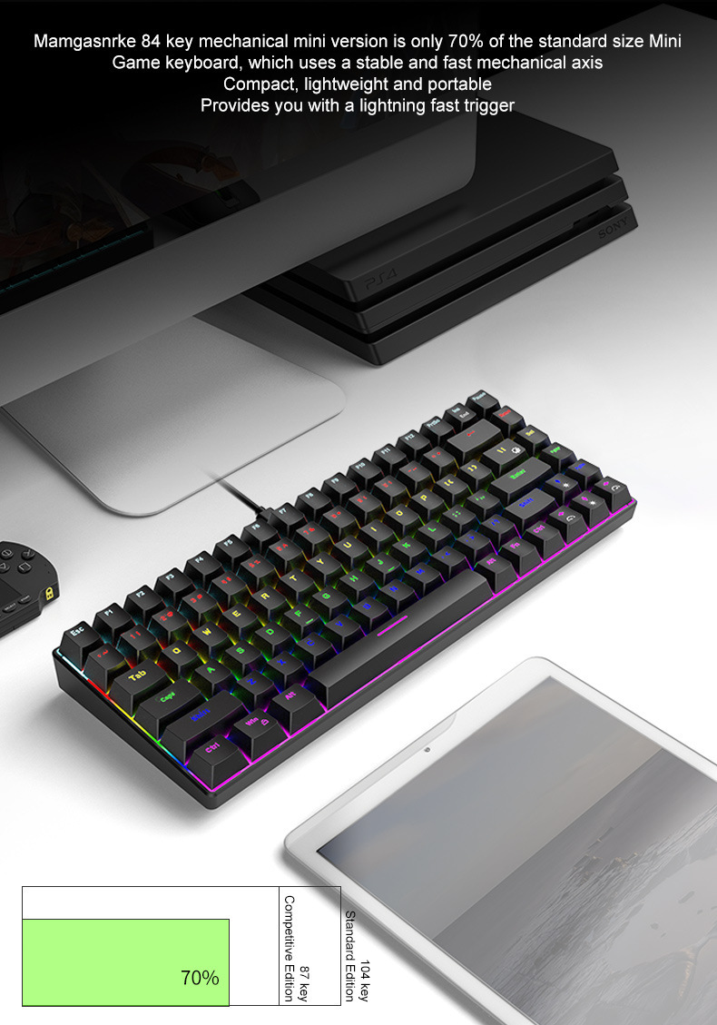ZIYOULANG K84 Mechanical Keyboard Laptop Wired Work Game Luminous ...