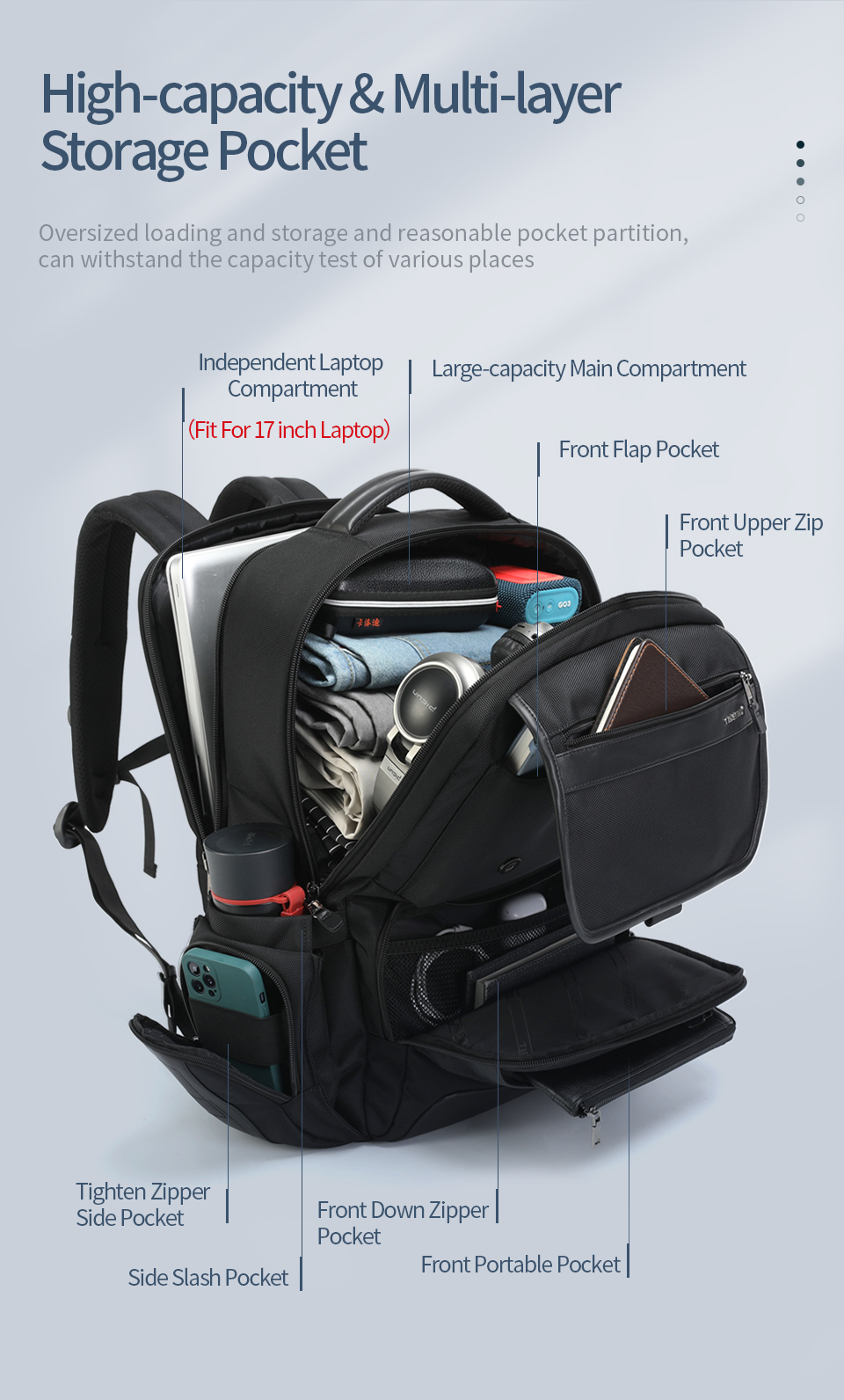 Tigernu 3916 Laptop Tablet Backpack Shoulder Bag Large Capacity Multi ...