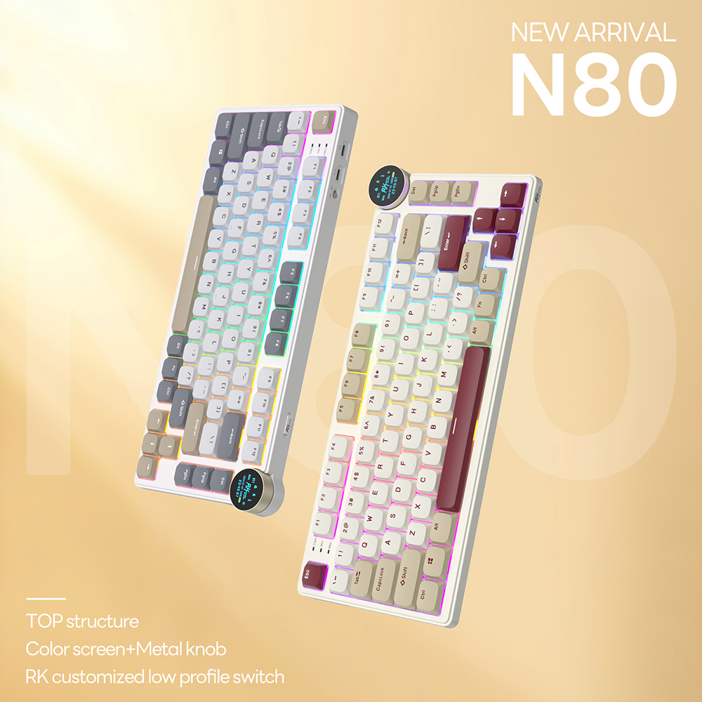 Royal Kludge RK N80 Rosy Clouds 80 Key Low Profile Tri-Mode RGB Wired ...