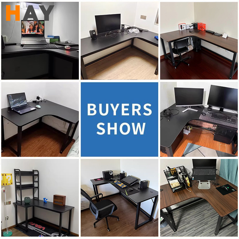 L Shape Table Meja Komputer Office Table Home Computer Desk 180/160/140 ...