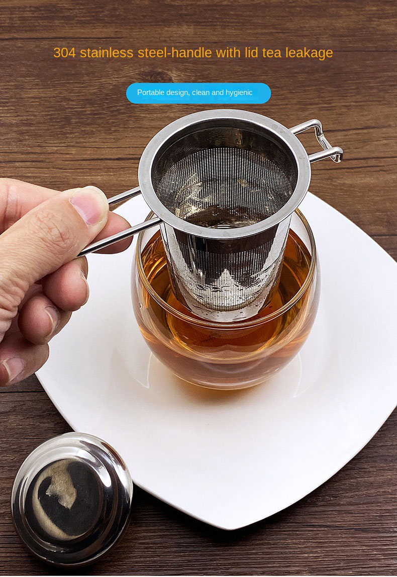 A Set Stainless Steel Mesh Tea Infuser With Lid Reusable Cup Strainer ...