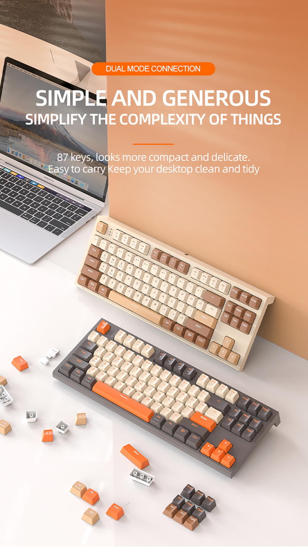 ZIYOULANG M88 Wireless 2.4G BT5.0 2-Mode Mechanical Keyboard E-Sports ...
