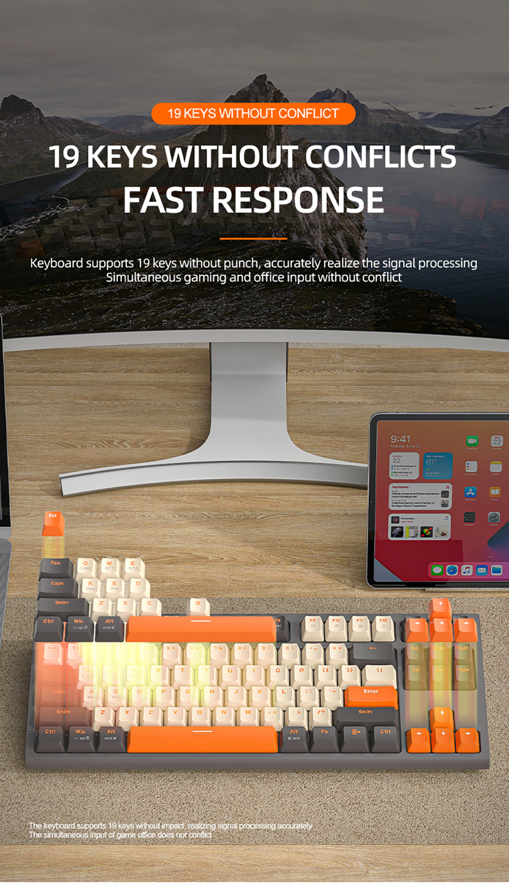 ZIYOULANG M88 Wireless 2.4G BT5.0 2-Mode Mechanical Keyboard E-Sports ...