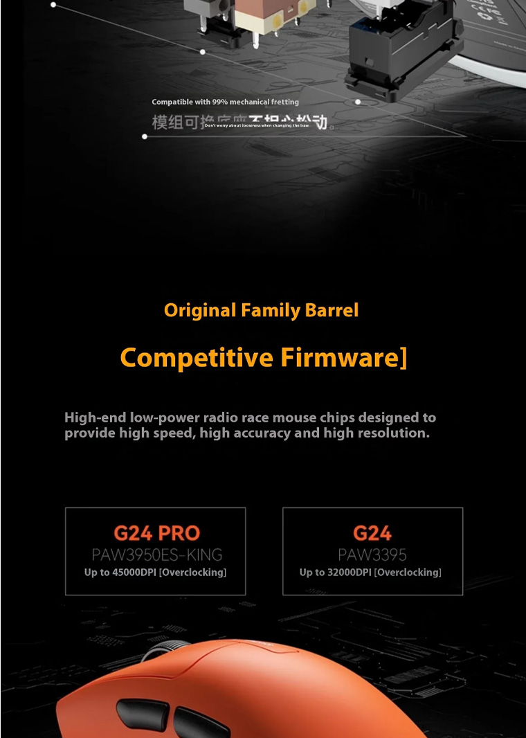Ironcat G24Pro wireless mouse, 8K, PAW3395, heat swappable sensor, fast ...