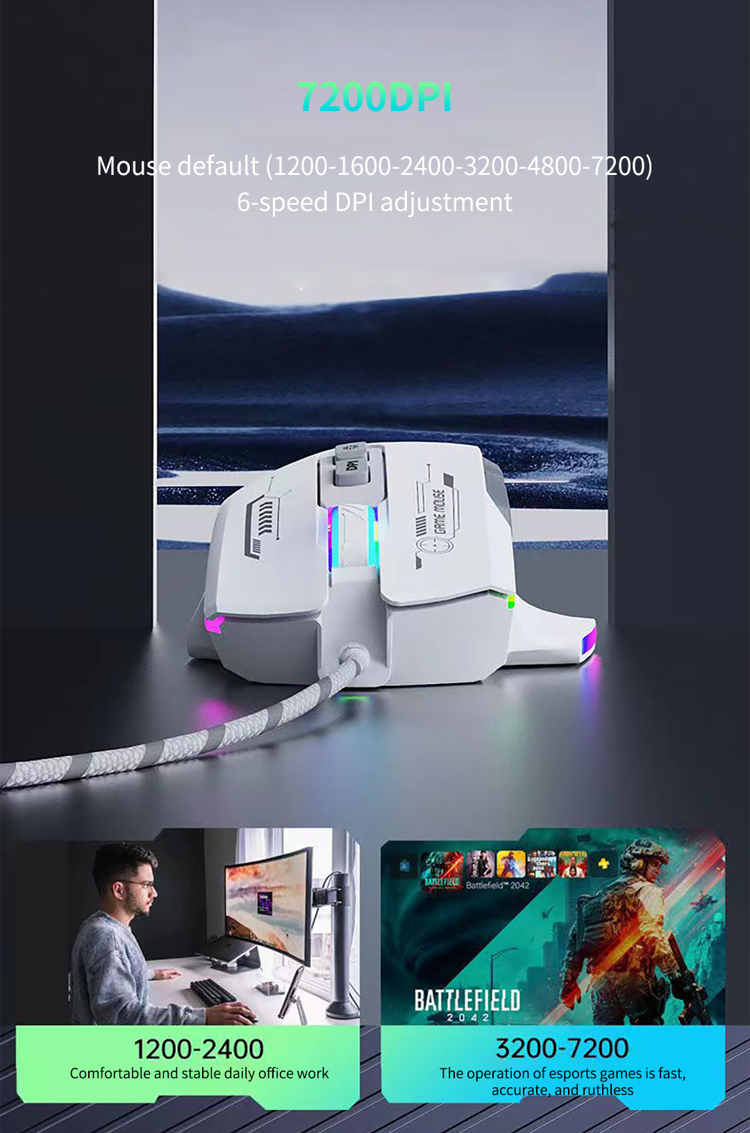 Acer OMW950 Wired Gaming Mouse With RGB Light Effect 6 DPI Adjustment ...