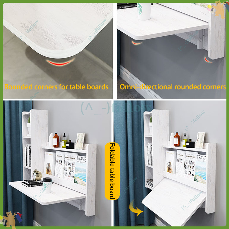 Foldable Desk Wall-Mounted Study Table Solid Wood Hanging Wall-Mounted ...