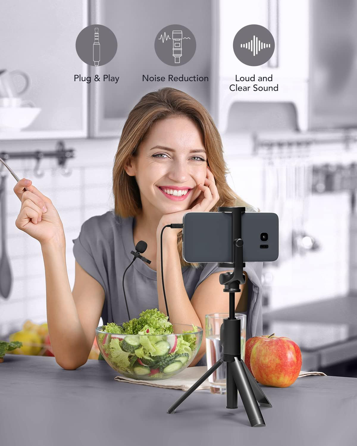 3.5mm Voice Lapel Microphone Noise Cancelling for iPhone Android ...