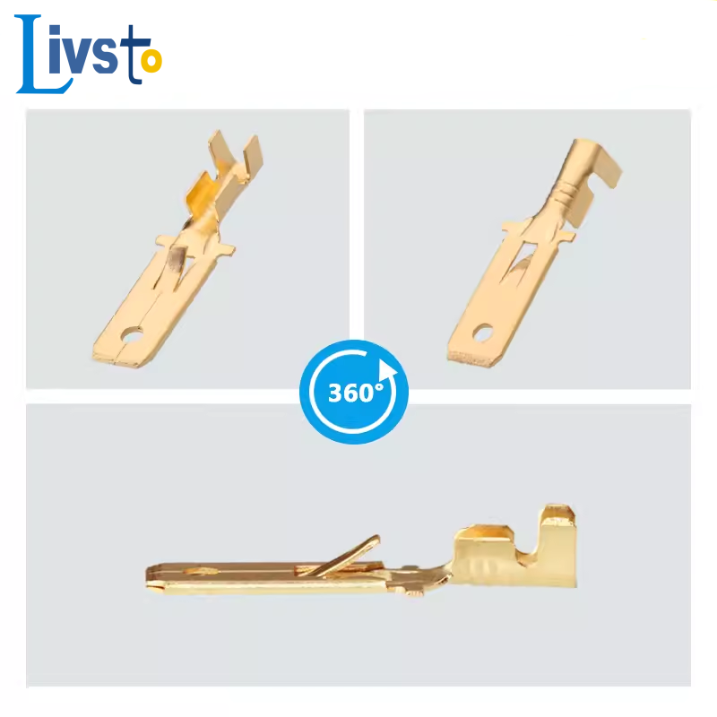 20/50 pcs 6.3 MM Car Crimp Terminal Spade Connector Copper Pins Auto Female Male Splice Wire ...