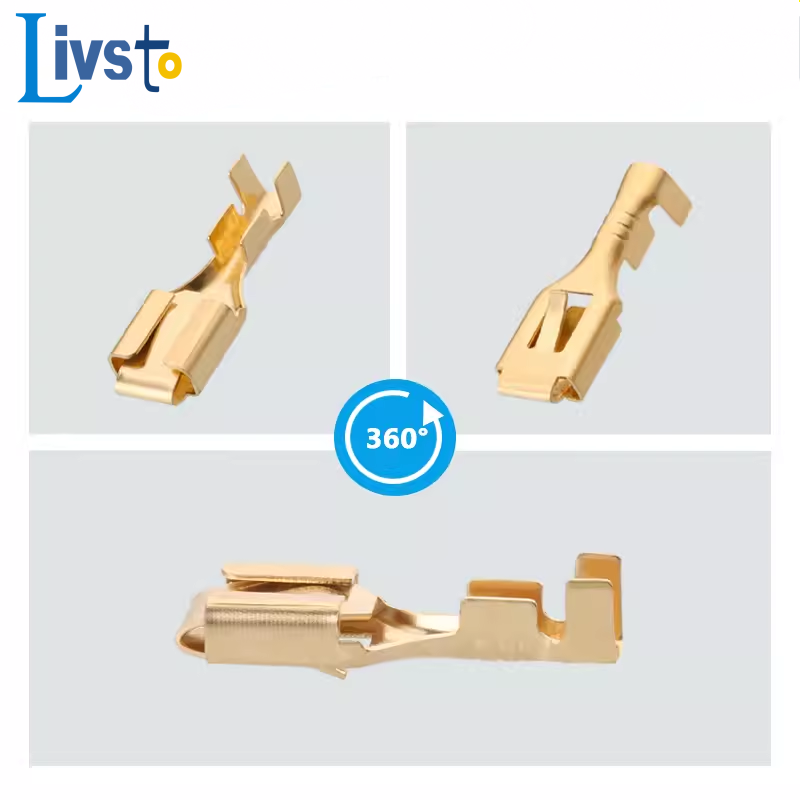 20/50 pcs 6.3 MM Car Crimp Terminal Spade Connector Copper Pins Auto ...