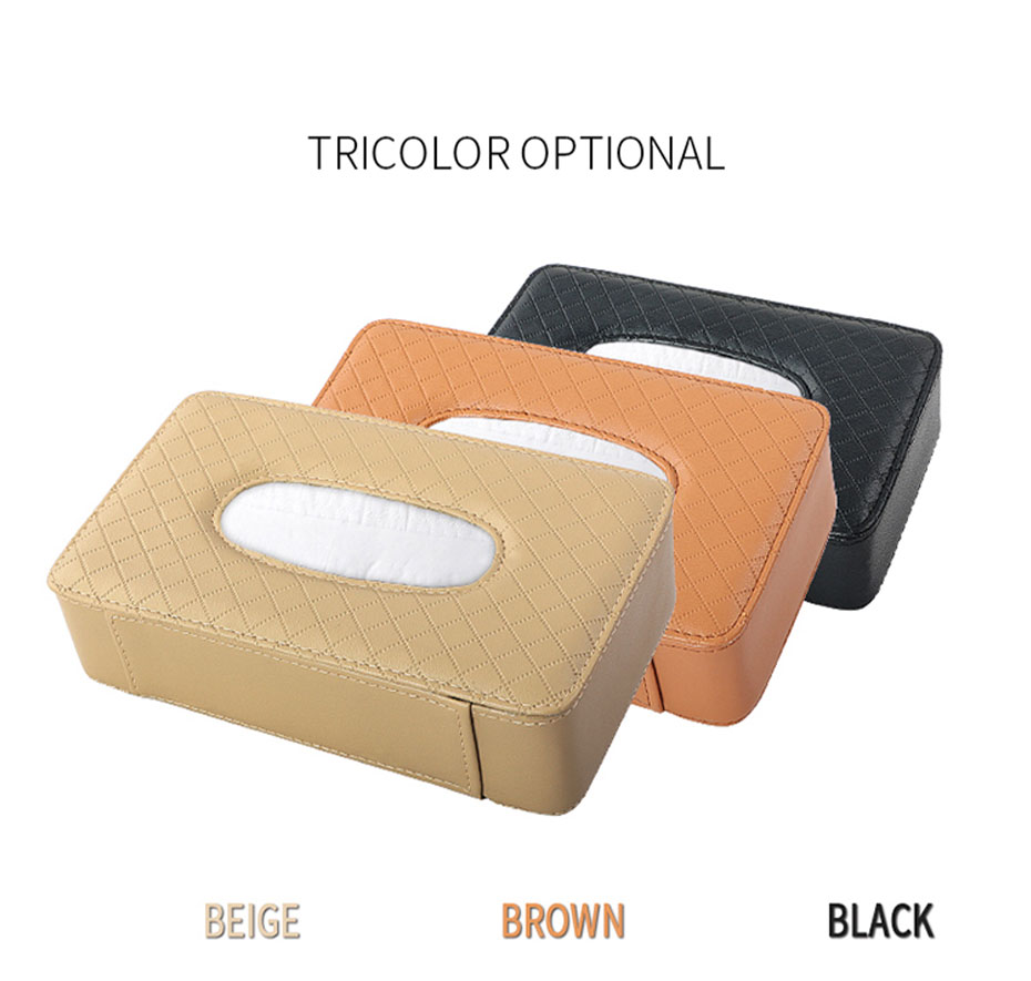 SEAMETAL Leather Car Tissue Box Car Seat Back Tissue Box Drawer Box ...