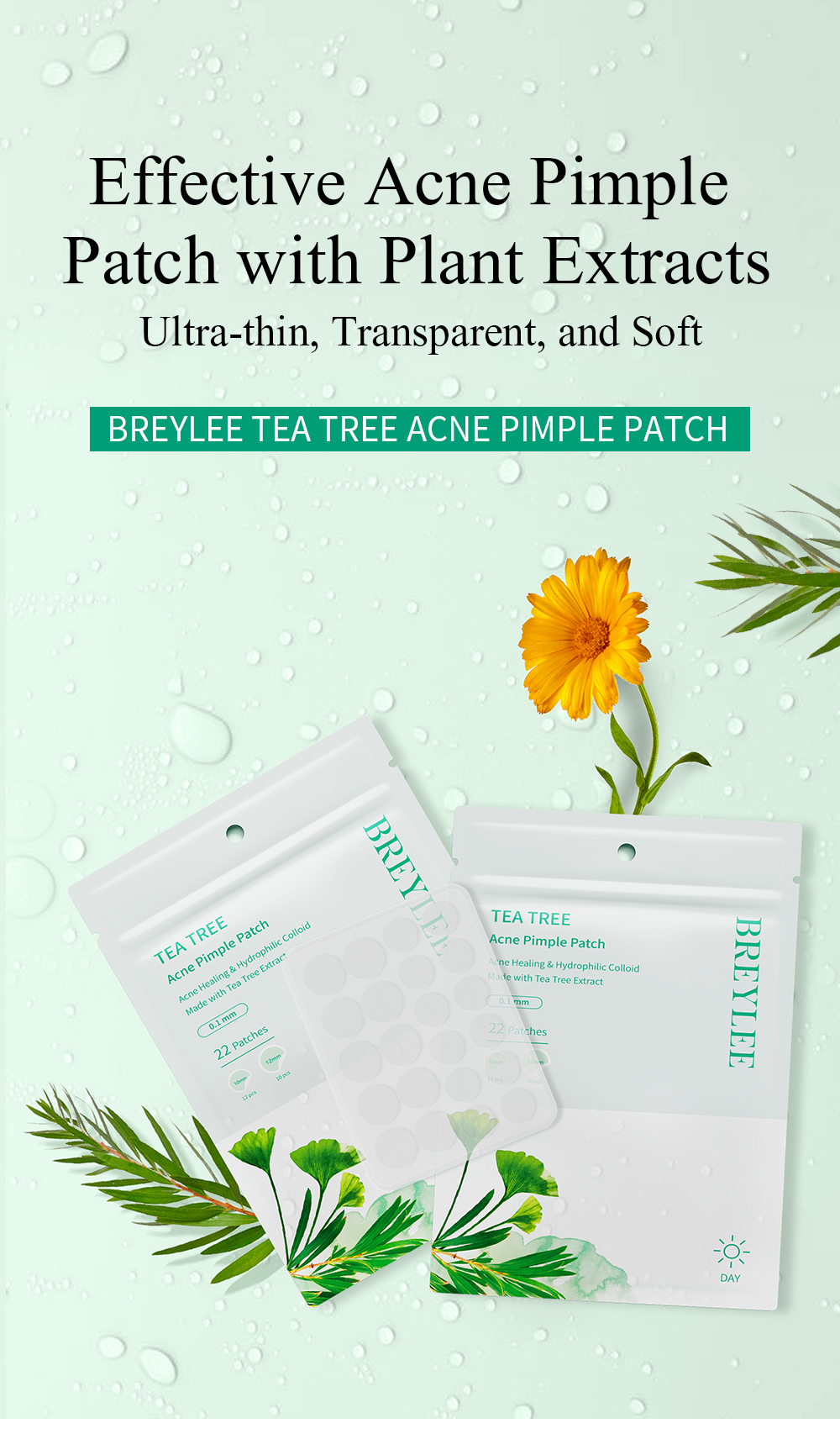 BREYLEE Acne Pimple Patch Acne Treatment Stickers Pimple Remover Daily ...