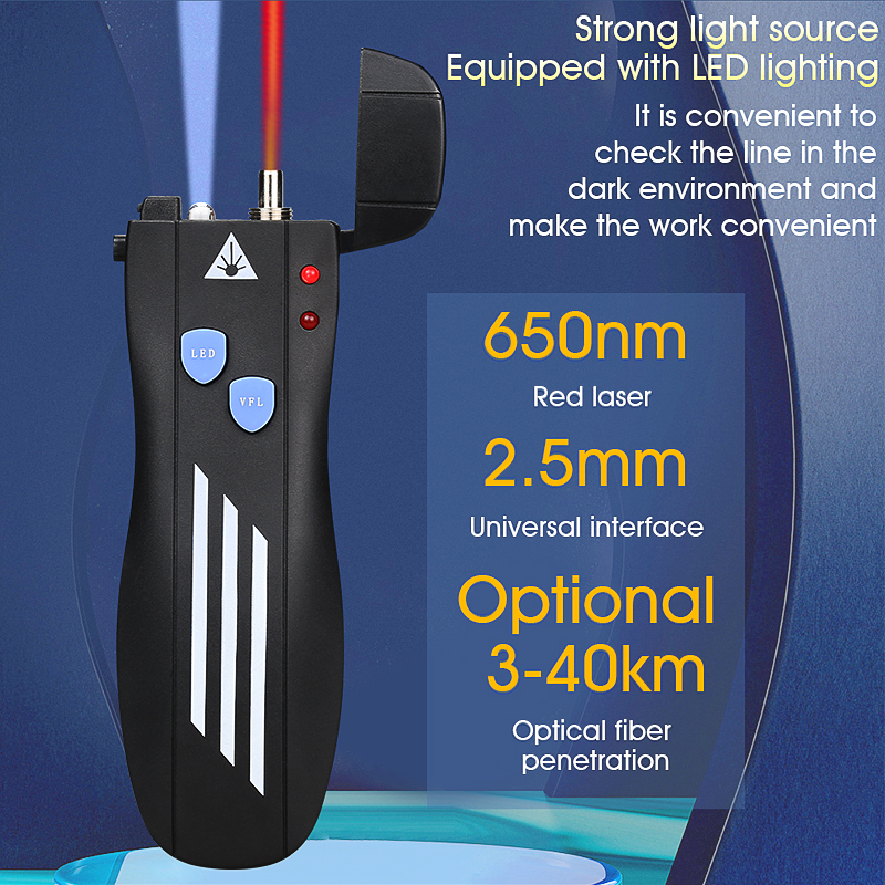 Mini Visual Fault Locator 50km VFL Optical Fiber Cable Tester Fiber ...