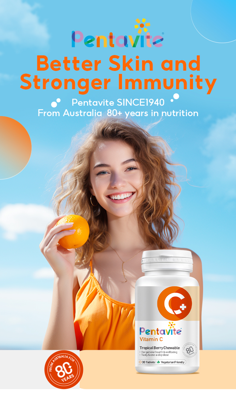 Pentavite Vitamin C Tropical Berries Chewable vitamin C 可咀嚼热带浆果风味 30 ...
