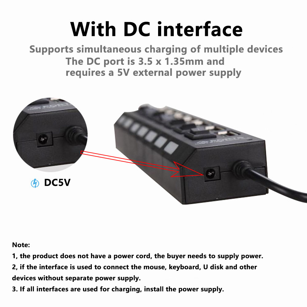 USB Hub Splitter with Individual Switches, Multi-Powered ON/OFF Charger ...