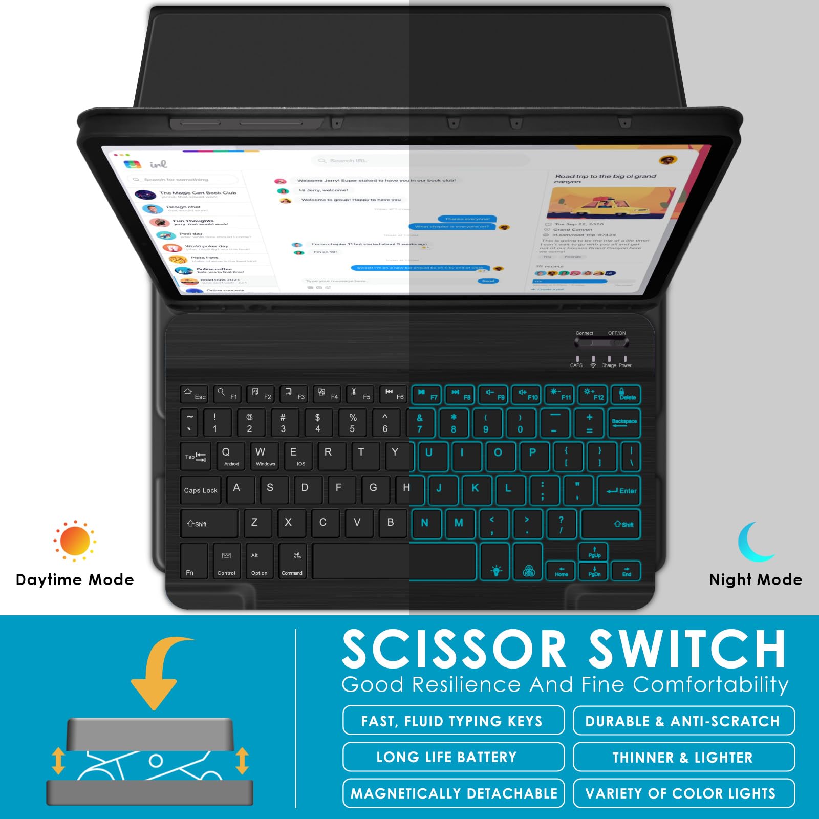 NIXXOS For Samsung Galaxy Tabs Leather Case with Backlit Keyboard LED 7 ...