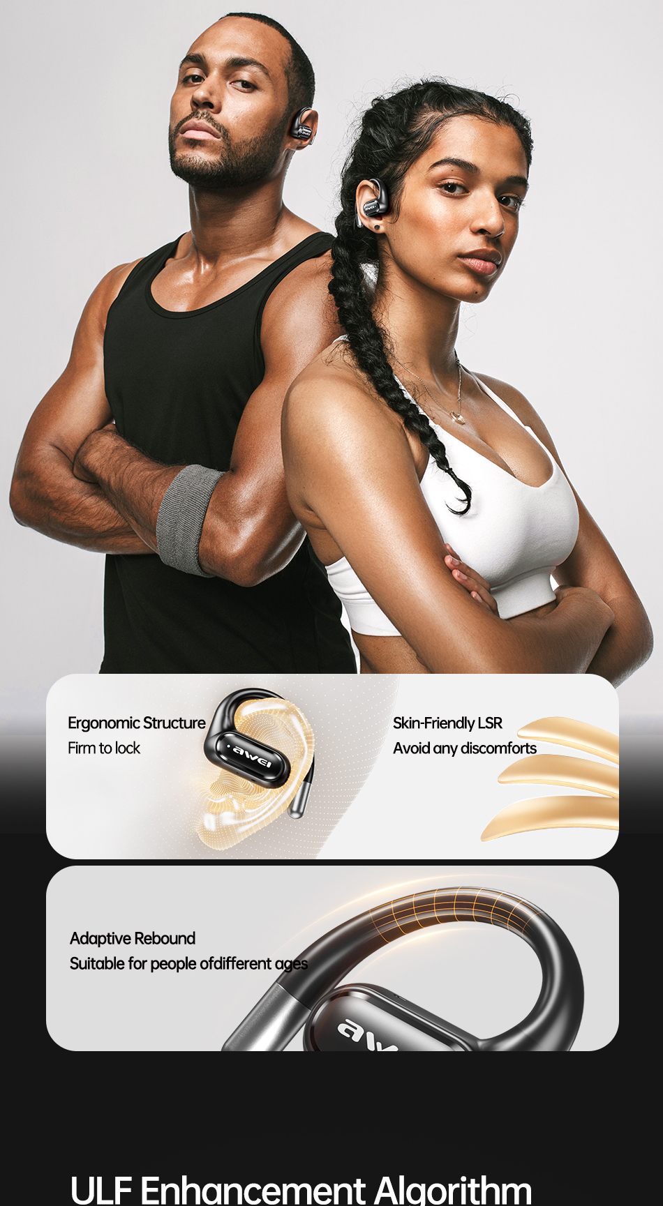 Awei OWS T93 Open Ear Earphone Dual Bass Wireless Earphones Bluetooth 5 ...