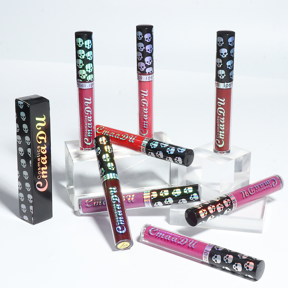 CmaaDu 8-color Laser Skull Lip Gloss Lipstick Long-lasting Moisturizing ...