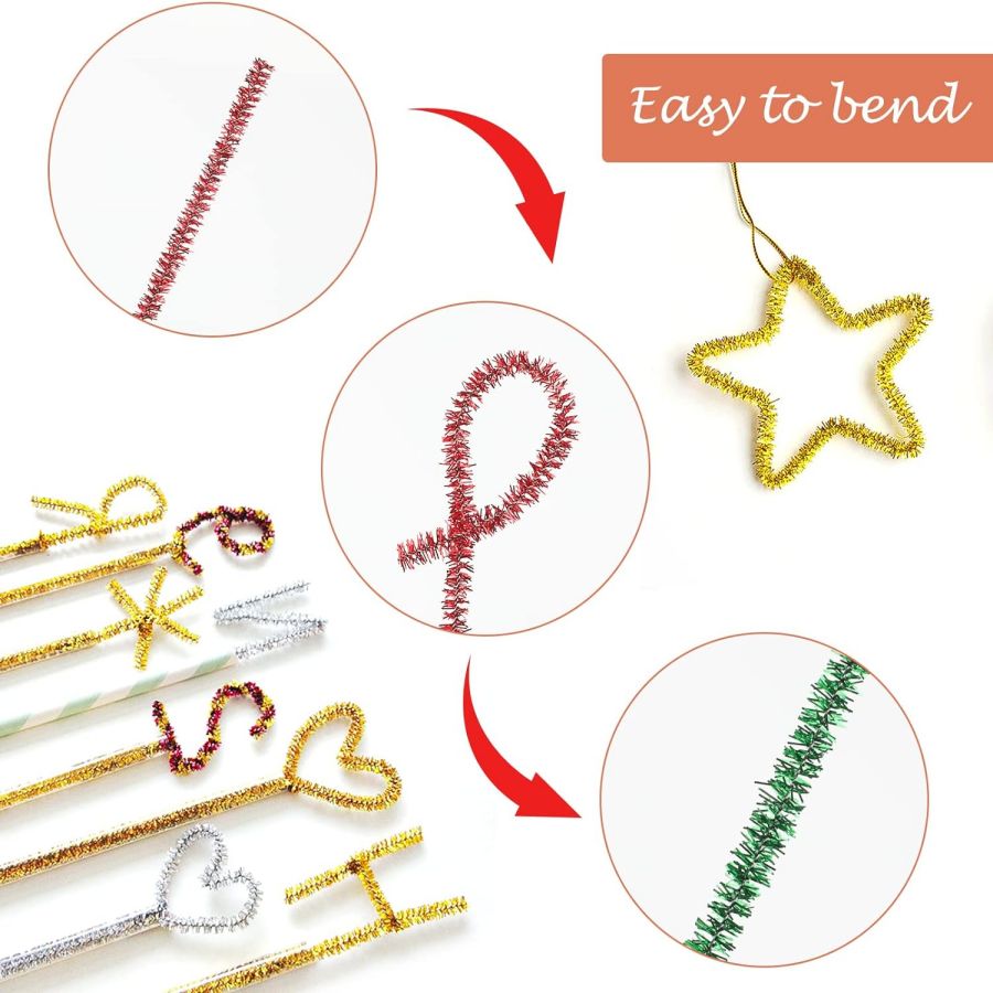 100 PCS mix-color pipe cleaners, colorful pipe cleaners, Sparkle Pipe ...