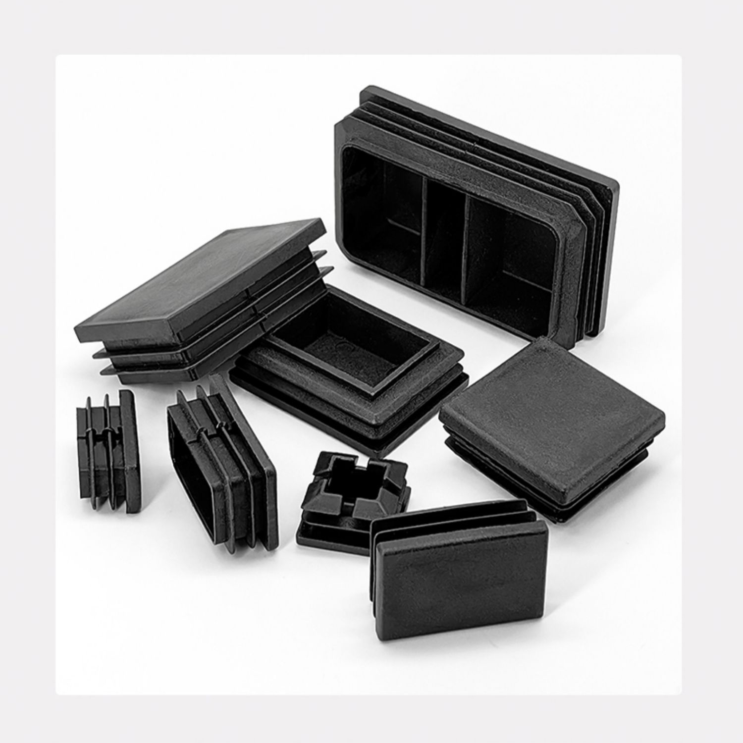 Hollow Plastic Blanking End Cap Square / Square Plug/Black Plastic Tube ...