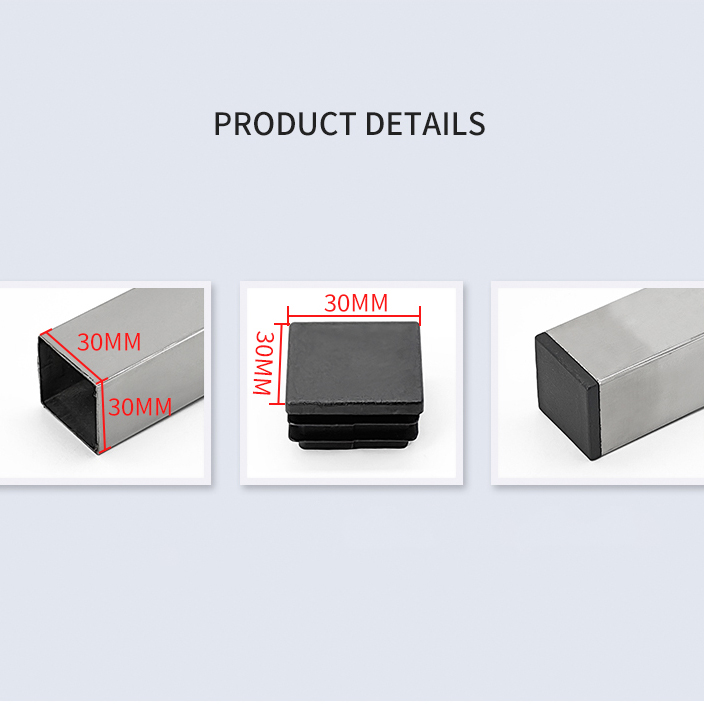 Hollow Plastic Blanking End Cap Square / Square Plug/Black Plastic Tube ...