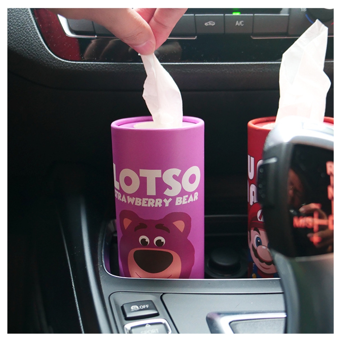(Including 50 Tissues) Car Mounted Tissue Storage Box Cartoon Circular ...
