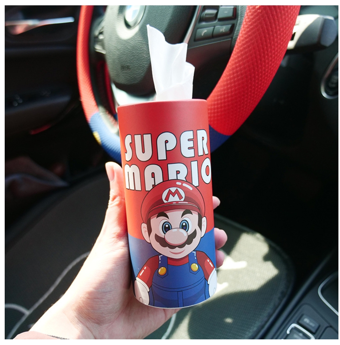 (Including 50 Tissues) Car Mounted Tissue Storage Box Cartoon Circular ...