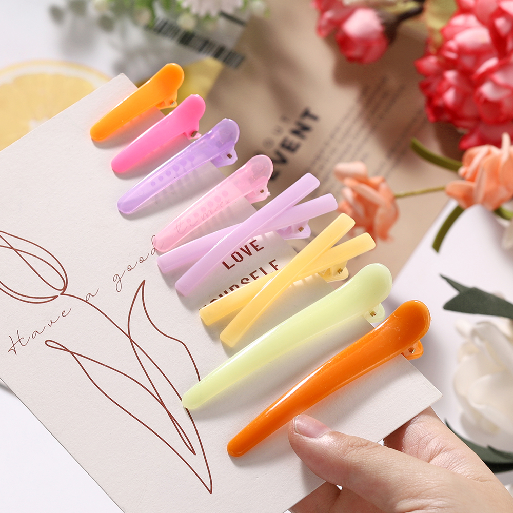 St. kunkka Colorful Plastic Hair Clips 4/10 Pcs With Cardboard Duckbill ...