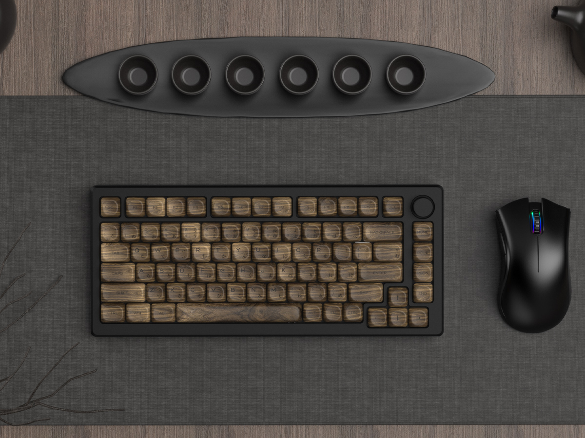 WOMIER 134 Keys MOA Profile Walnut Wood Theme PBT Keycaps Custom Dye ...