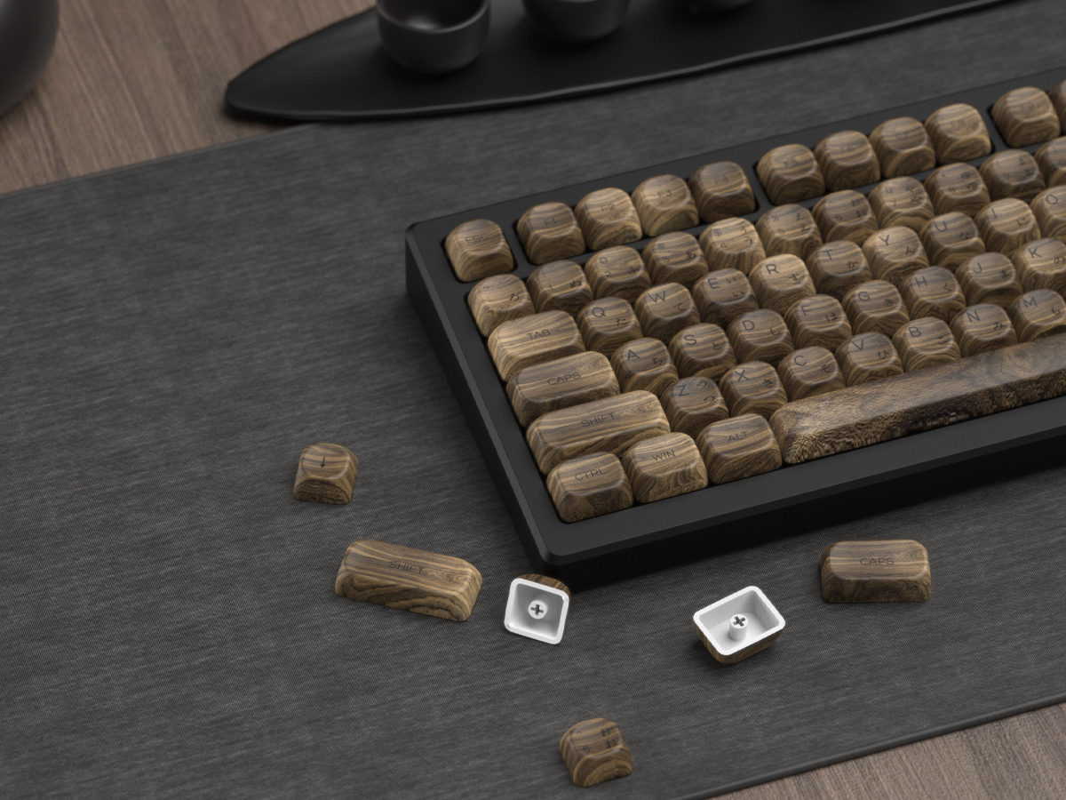 WOMIER 134 Keys MOA Profile Walnut Wood Theme PBT Keycaps Custom Dye ...