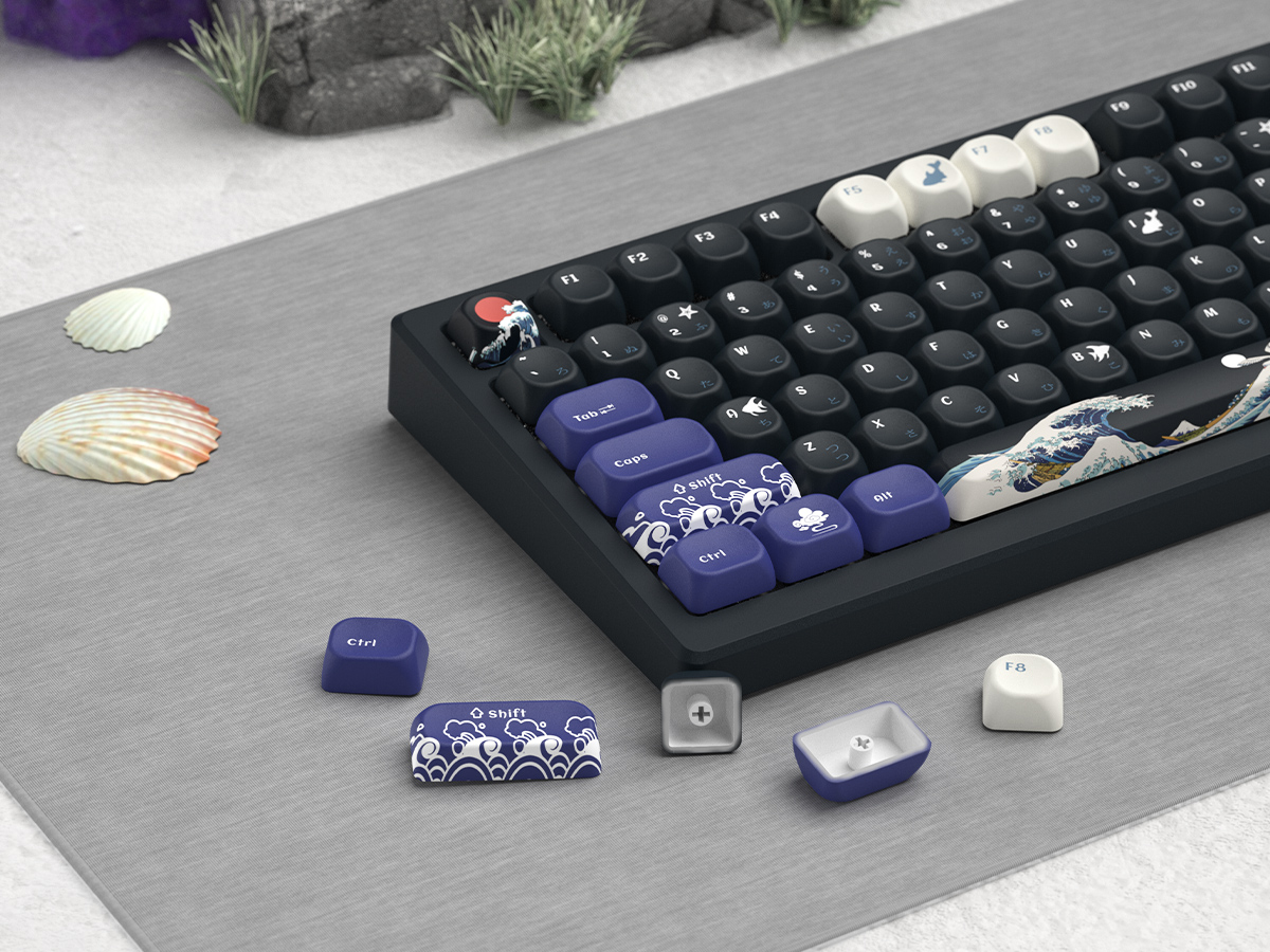 WOMIER 134 Keys MOA Profile Black Coral Sea PBT Keycaps Custom Dye Sub ...
