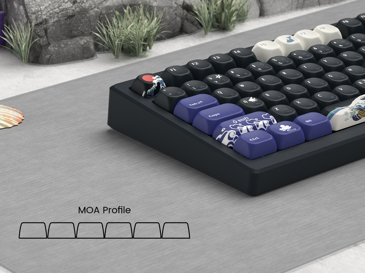 WOMIER 134 Keys MOA Profile Black Coral Sea PBT Keycaps Custom Dye Sub ...