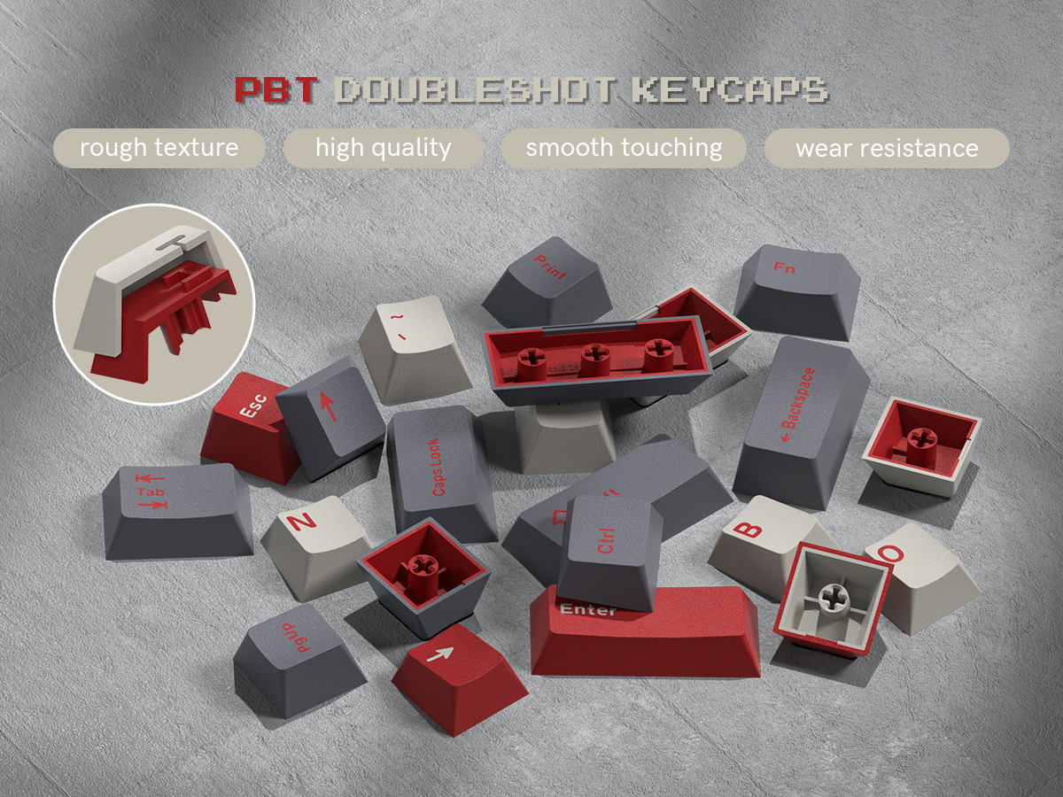 WOMIER 132 Keys PBT Keycaps Retro Cherry Profile Double Shot Custom Key ...