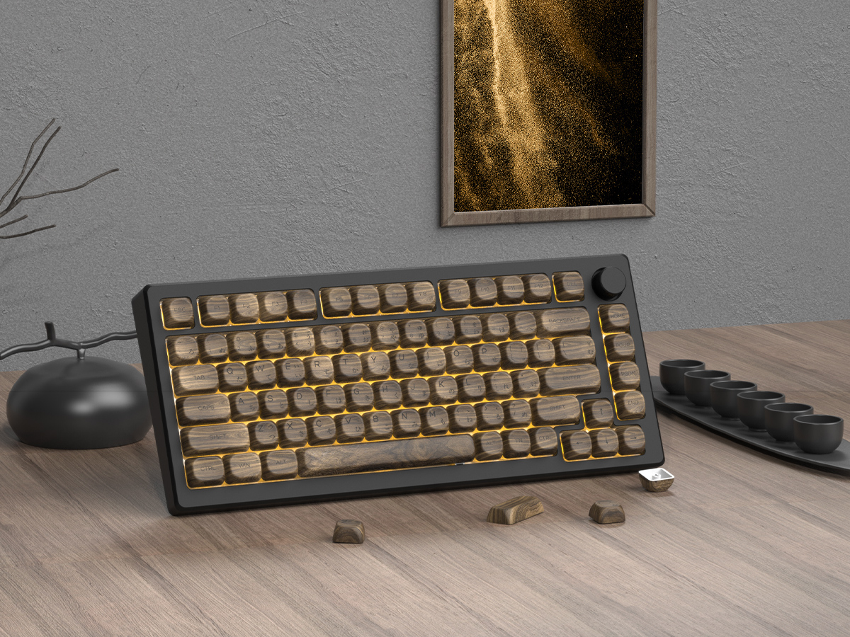 WOMIER 134 Keys MOA Profile Walnut Wood Theme PBT Keycaps Custom Dye ...