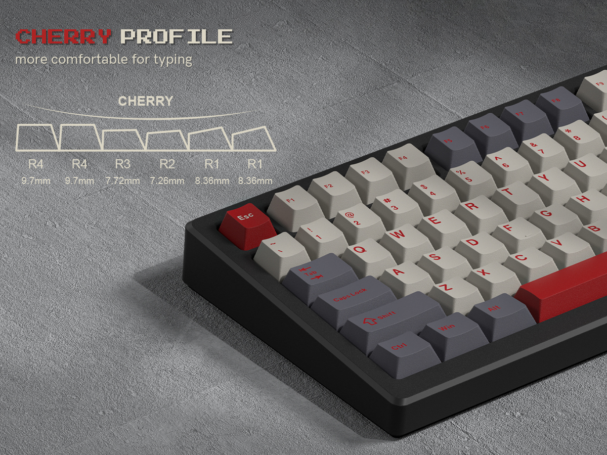 WOMIER 132 Keys PBT Keycaps Retro Cherry Profile Double Shot Custom Key ...