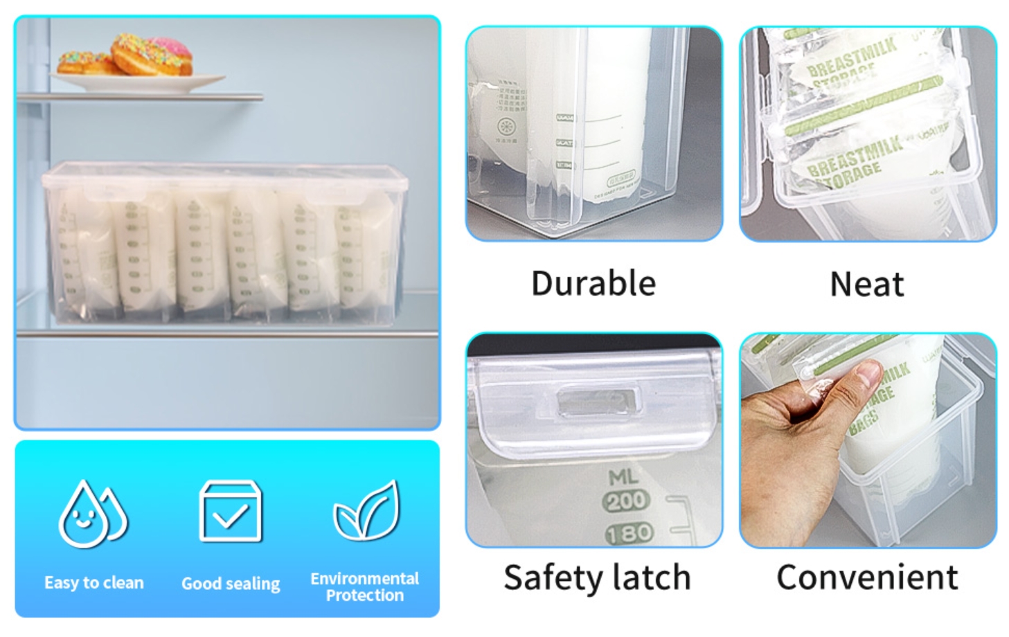 Upgrades Thicker Storage box Breast milk refrigerator Fresh-keeping ...