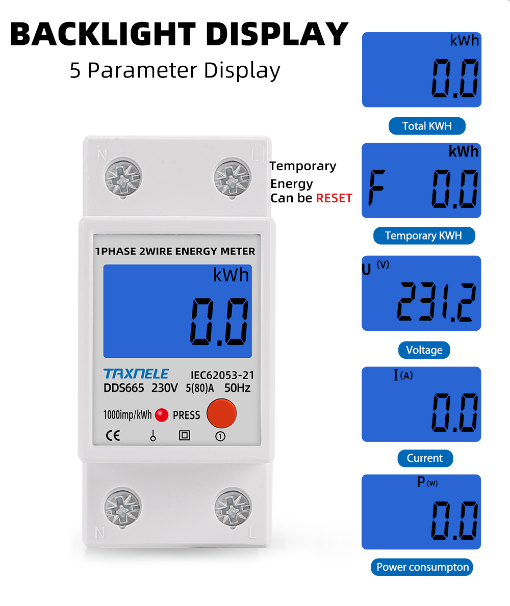 DDS662 DDS668 Single Phase LCD Digital Display Wattmeter Power ...